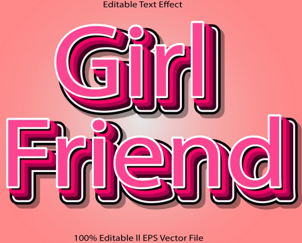 Happy girl editable text effect 3d cartoon style Vector Image