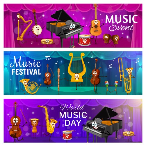 Cartoon castanets musical instrument characters Vector Image