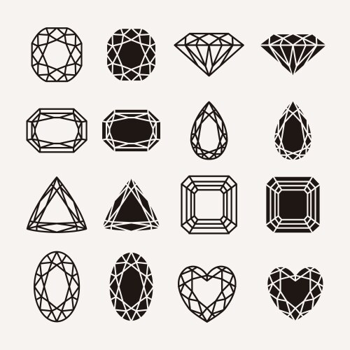 Colorful diamond cuts icons set Royalty Free Vector Image