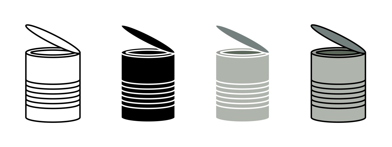 Open tin can icon set metal symbol Royalty Free Vector Image