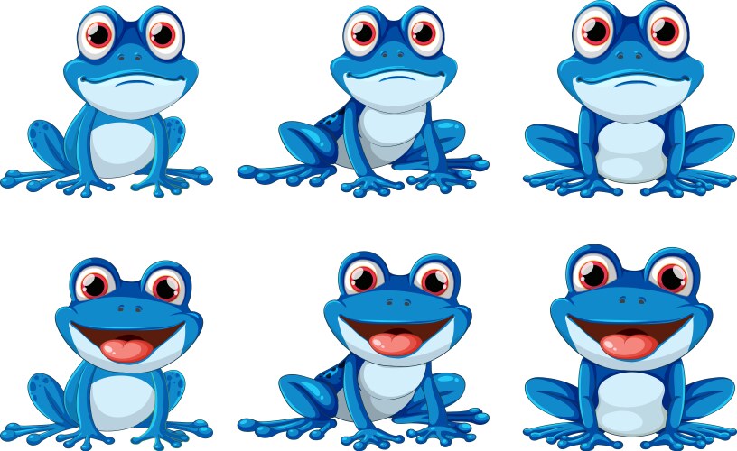 Blue frog cartoon Royalty Free Vector Image - VectorStock