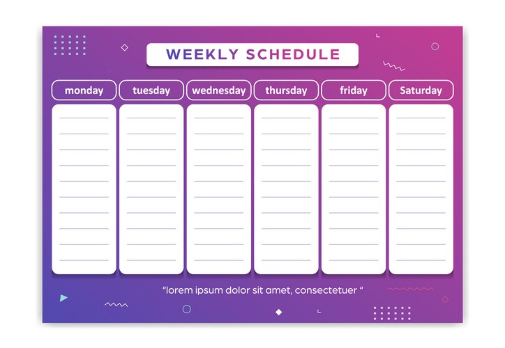 Weekly planner Royalty Free Vector Image - VectorStock