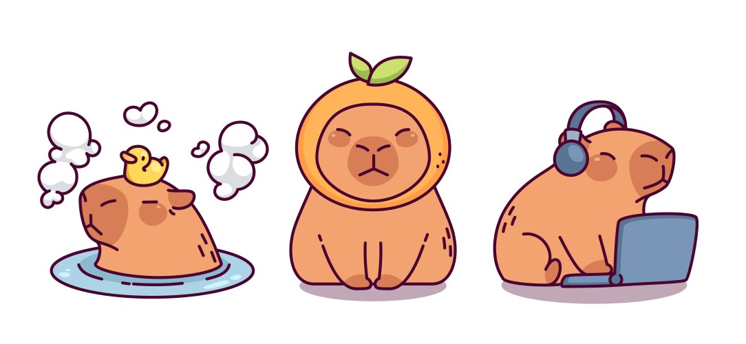 Cute cartoon capybara superhero Royalty Free Vector Image