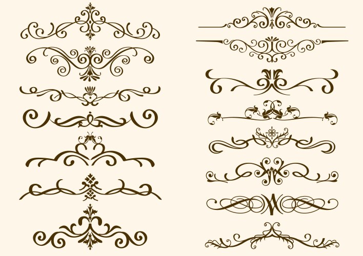 Vintage design elements corners and borders set 5 Vector Image
