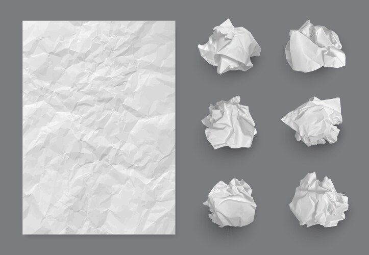 Crumpled paper realistic trash ball Royalty Free Vector
