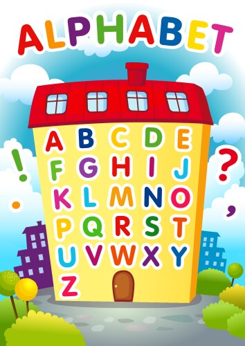Cartoon alphabet large letter font train Vector Image