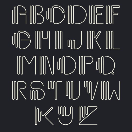 Colorful latin alphabet with contour mosaic Vector Image