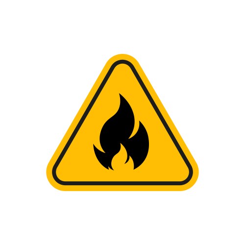 Fire warning sign icon set yellow triangle alert Vector Image