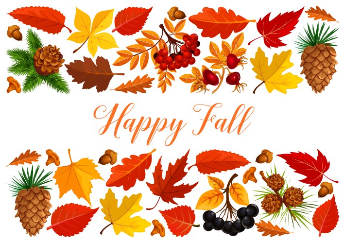 Autumn leaf poster with fall season foliage Vector Image