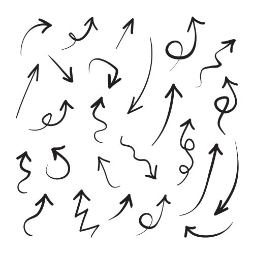 Set of arrows hand drawn Royalty Free Vector Image