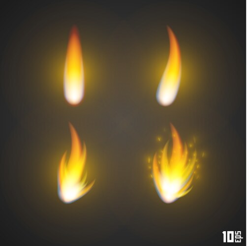 Fire glowing flames icons set Royalty Free Vector Image