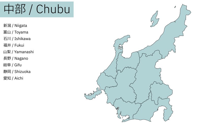 Map of chubu region line drawing Royalty Free Vector Image