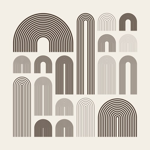 Mid century arch elements modern geometric shapes Vector Image