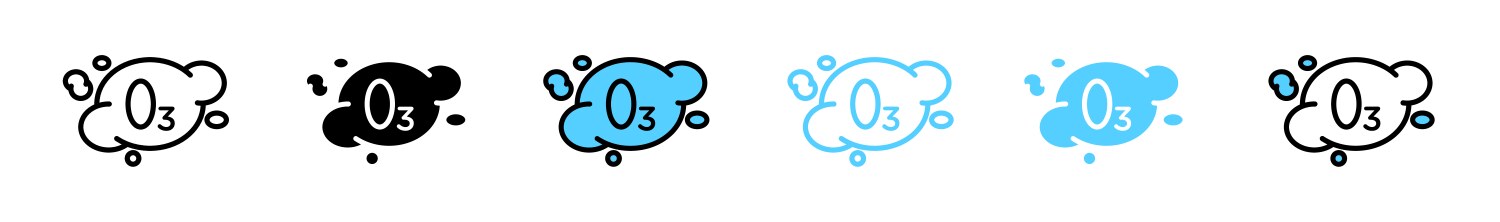 Ozonation icon set o3 molecule cleaning symbol Vector Image