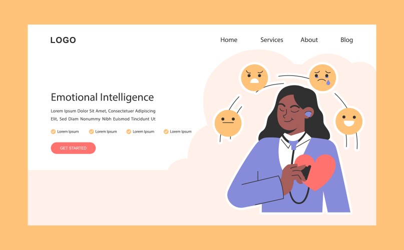 Emotional intelligence web banner or landing page Vector Image