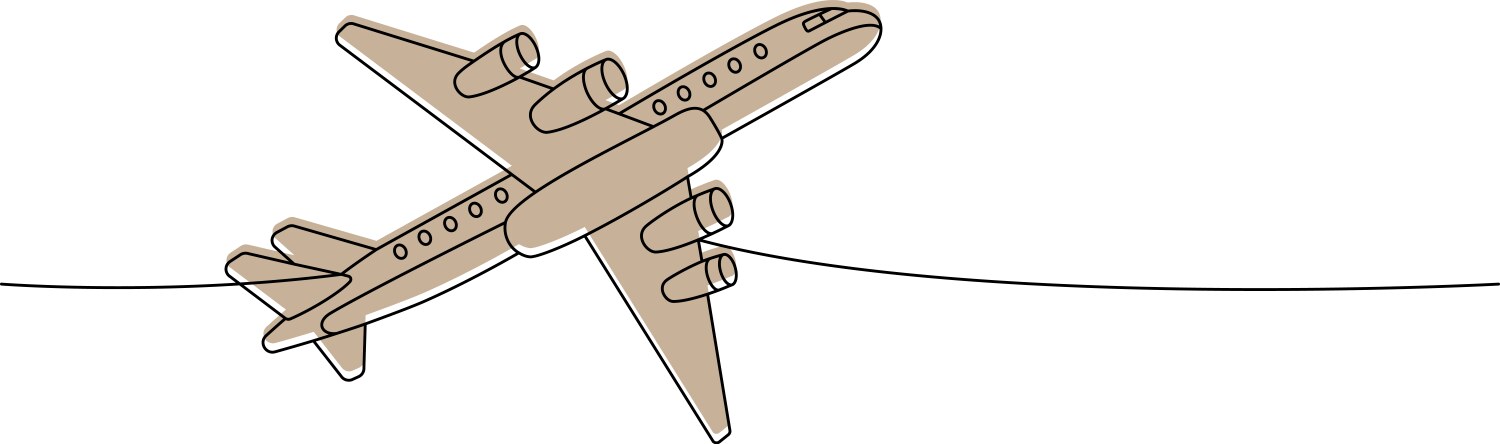 Plane passenger aircraft one line colored Vector Image