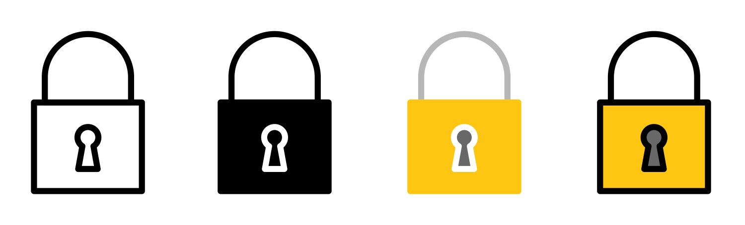 Padlock icon set lock unlock key symbol Royalty Free Vector