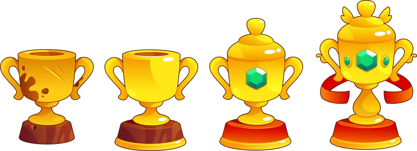 Game winner assets and trophies set Royalty Free Vector