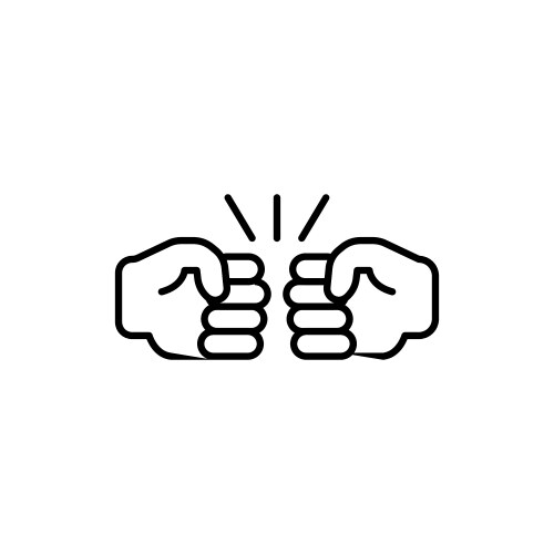 Fist bump icon set strong team strength hand Vector Image