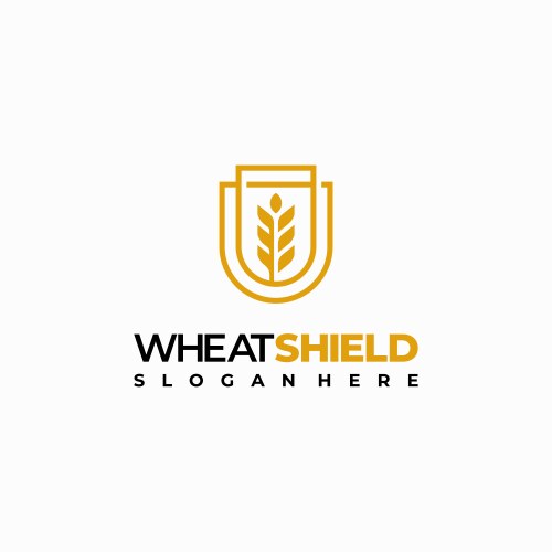 Wheat shield logo designs concept grain Royalty Free Vector