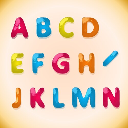 3d font bold colorful alphabet Royalty Free Vector Image