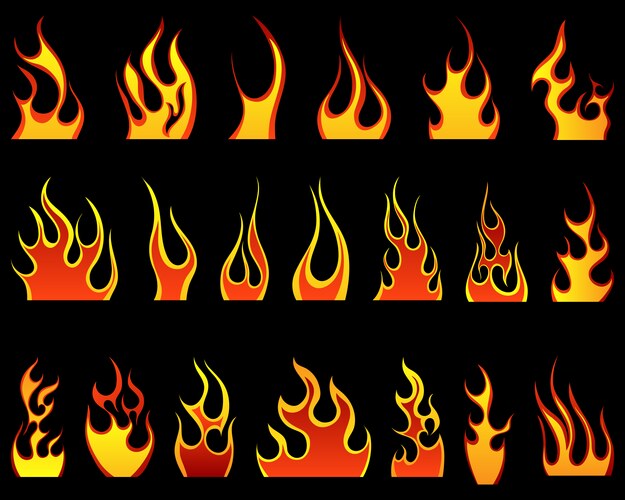 Fire patterns set Royalty Free Vector Image - VectorStock