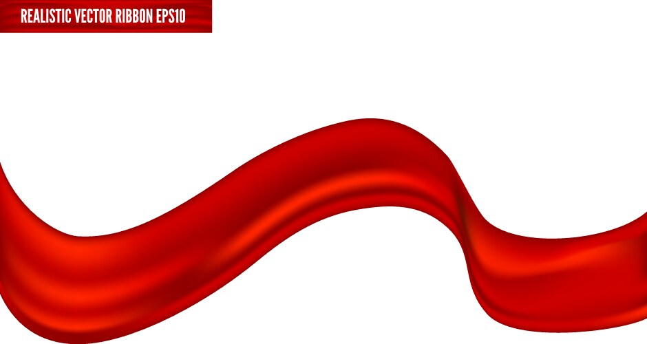 Realistic red ribbon in wavy position Royalty Free Vector