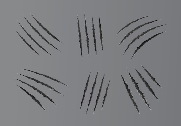 Monster claw scratches wild animal nail rips set Vector Image