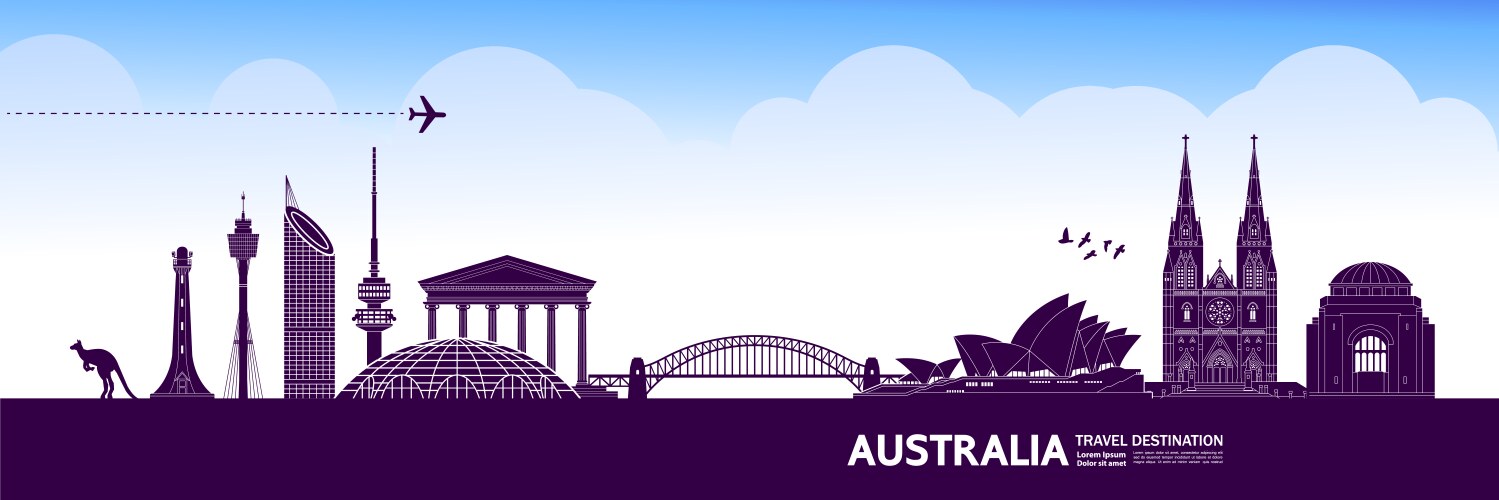 Australia cityscape with landmarks Royalty Free Vector Image