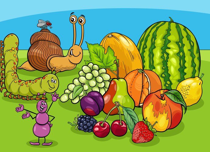 Vegetables big group cartoon Royalty Free Vector Image