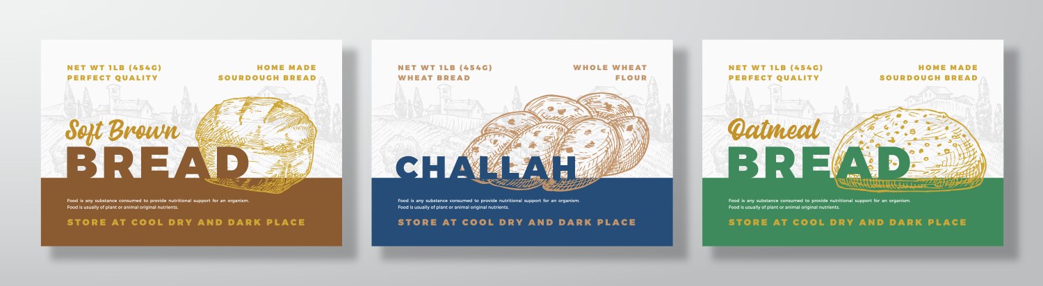 Donuts bread packaging design label Royalty Free Vector