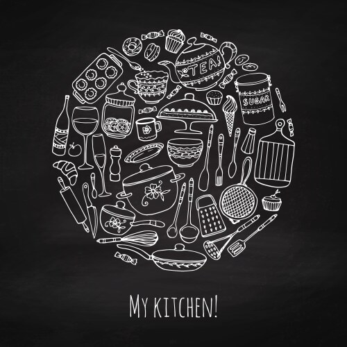 Set of hand drawn cookware Royalty Free Vector Image