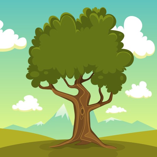Background with spring tree in flat design style Vector Image