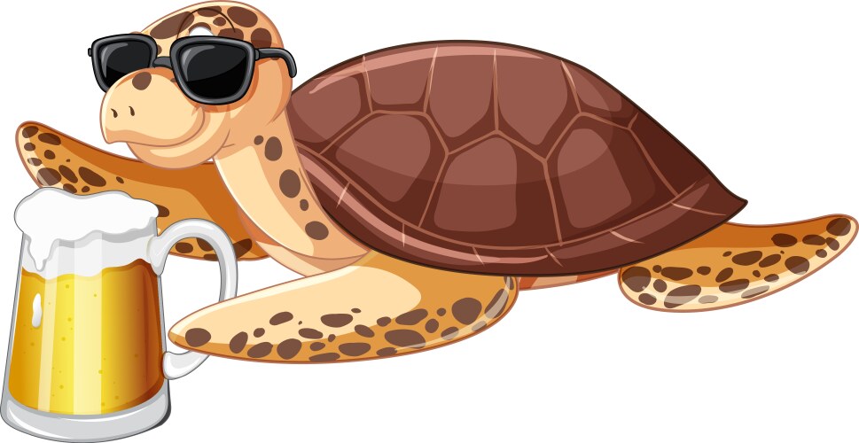 Cute turtle cartoon character snorkeling goggles Vector Image