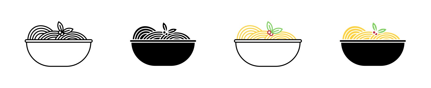 Pasta icon set spaghetti and noodle bowl symbol Vector Image