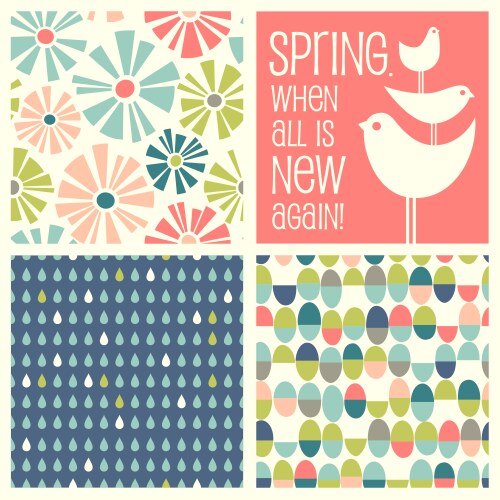 Retro different seamless patterns with swatch Vector Image Retro different seamless patterns with swatch Vector Image
