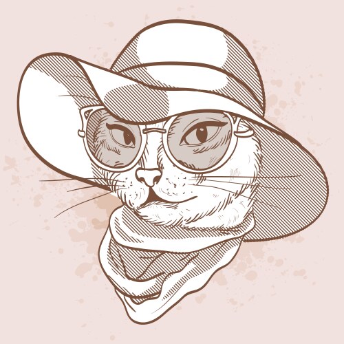 Sketch of elegant cat Royalty Free Vector Image