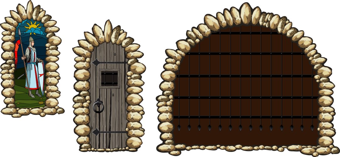 Cartoon medieval window of castle glass Royalty Free Vector