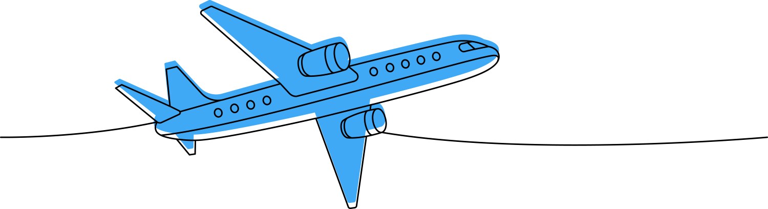 Jet airplane passenger aircraft one line colored Vector Image