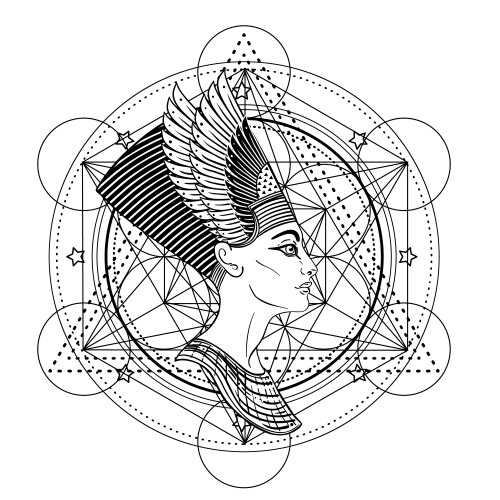 Sacred geometry with egypt symbol wings and all Vector Image
