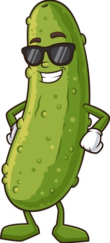 Big smiling dill pickle cartoon Royalty Free Vector Image
