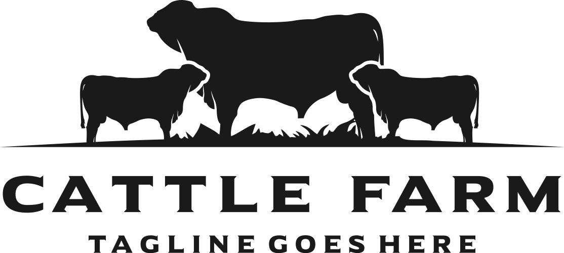 Angus Cattle Farm Logo Royalty Free Vector Image