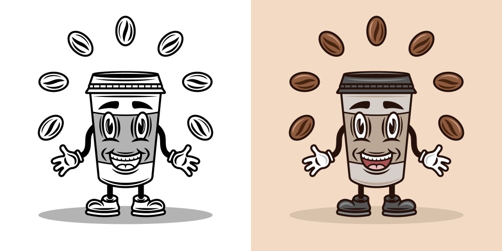Devil coffee paper cup cartoon character Vector Image