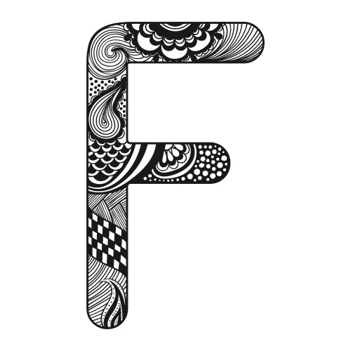 Technical typography letter f Royalty Free Vector Image
