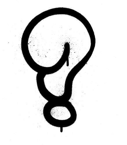Qgraffiti sprayed question mark in black on white Vector Image