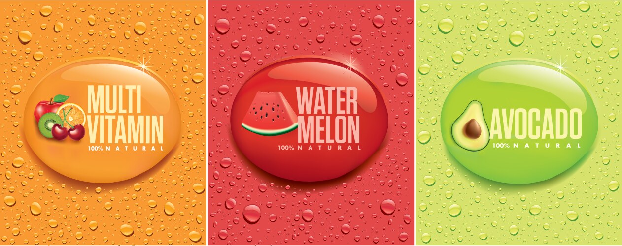 Many fresh drops on different colour backgrounds Vector Image