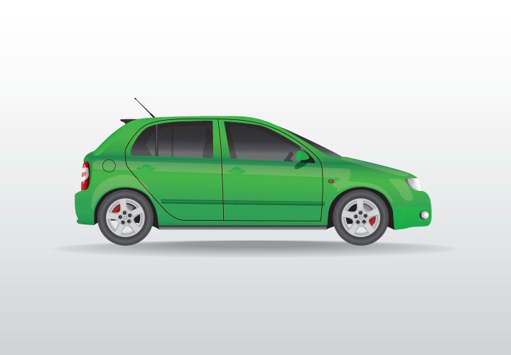 Green car hatchback side view transport Royalty Free Vector