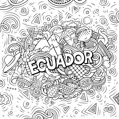 Quito skyline ecuador hand drawn sketch Royalty Free Vector