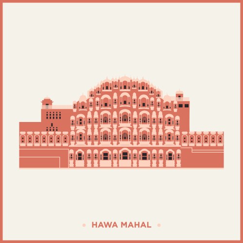 Hawa mahal jaipur line drawing Royalty Free Vector Image
