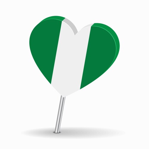Nigerian flag heart shaped ribbon Royalty Free Vector Image